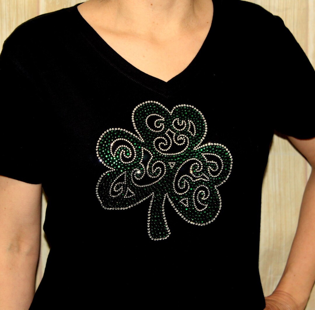 New!!!rhinestone Swirl Shamrock St Patrick's Patty Day Irish Bling ...