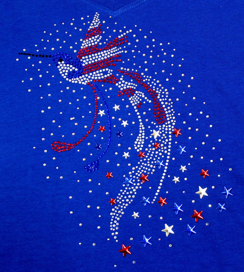 NEW Patriotic Hummingbird Royal Blue V-neck Ladies T Shirt | Etsy