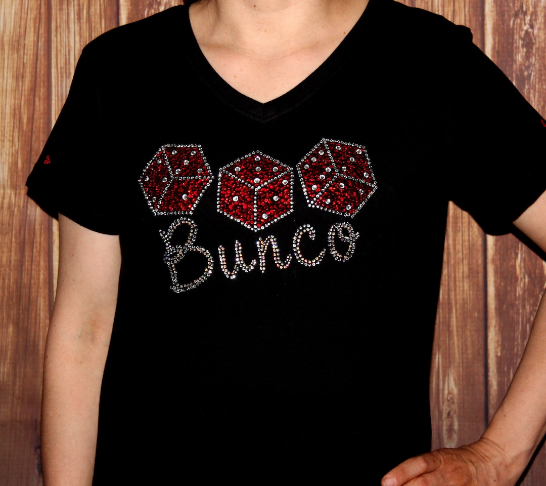 Rhinestone Bunco Bunko Red Dice Bling Ladies V-neck T-shirt - Etsy