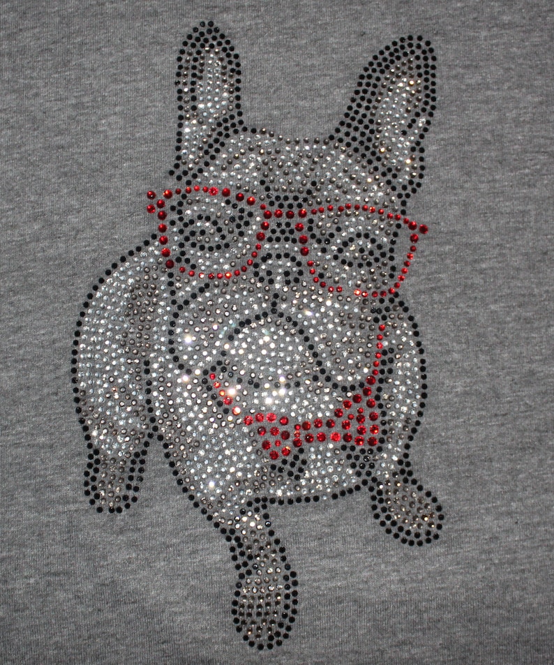 Rhinestone Bling French Bulldog Frenchie Dog With Red Glasses Raglan ...