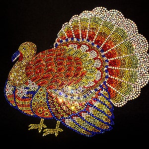 Beautiful Colorful Ornate Turkey Bling Ladies Longsleeve Holiday ...