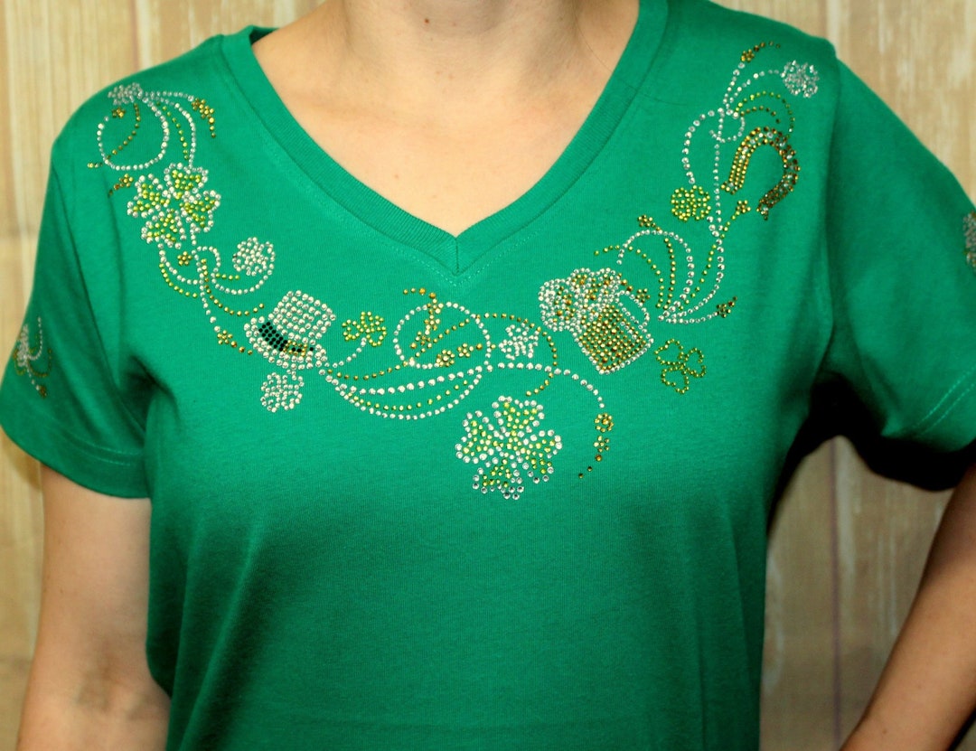 Rhinestone St Patrick's Patty Paddy's Day Themed Shamrock Irish Bling ...