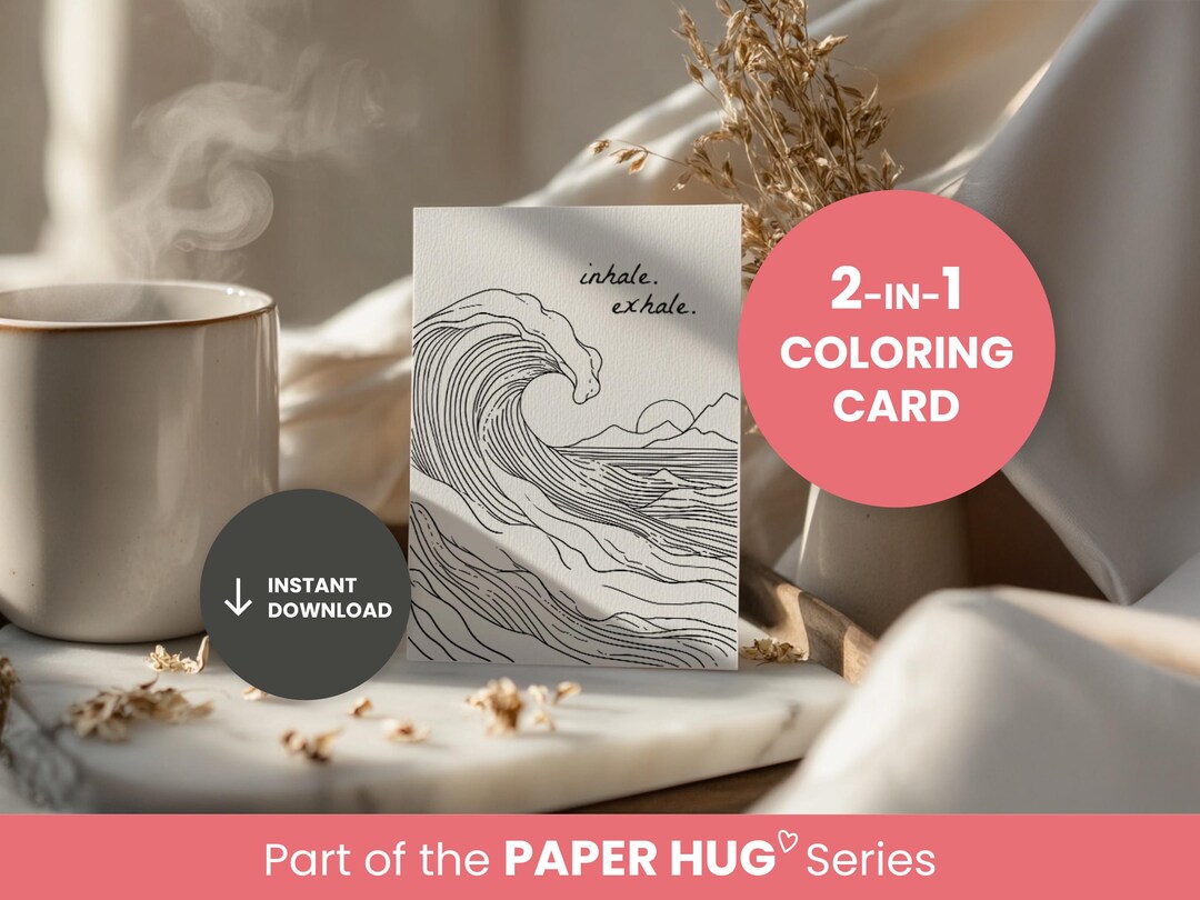 Get Well Soon Card | Inhale Exhale Print | Anxiety Relief Gift | Mental ...