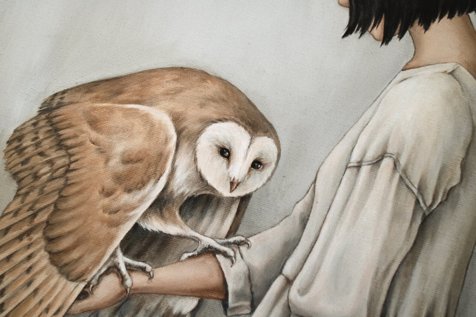 Girl With Barn Owl Oil Painting Fine Art Print on Paper. Asian - Etsy
