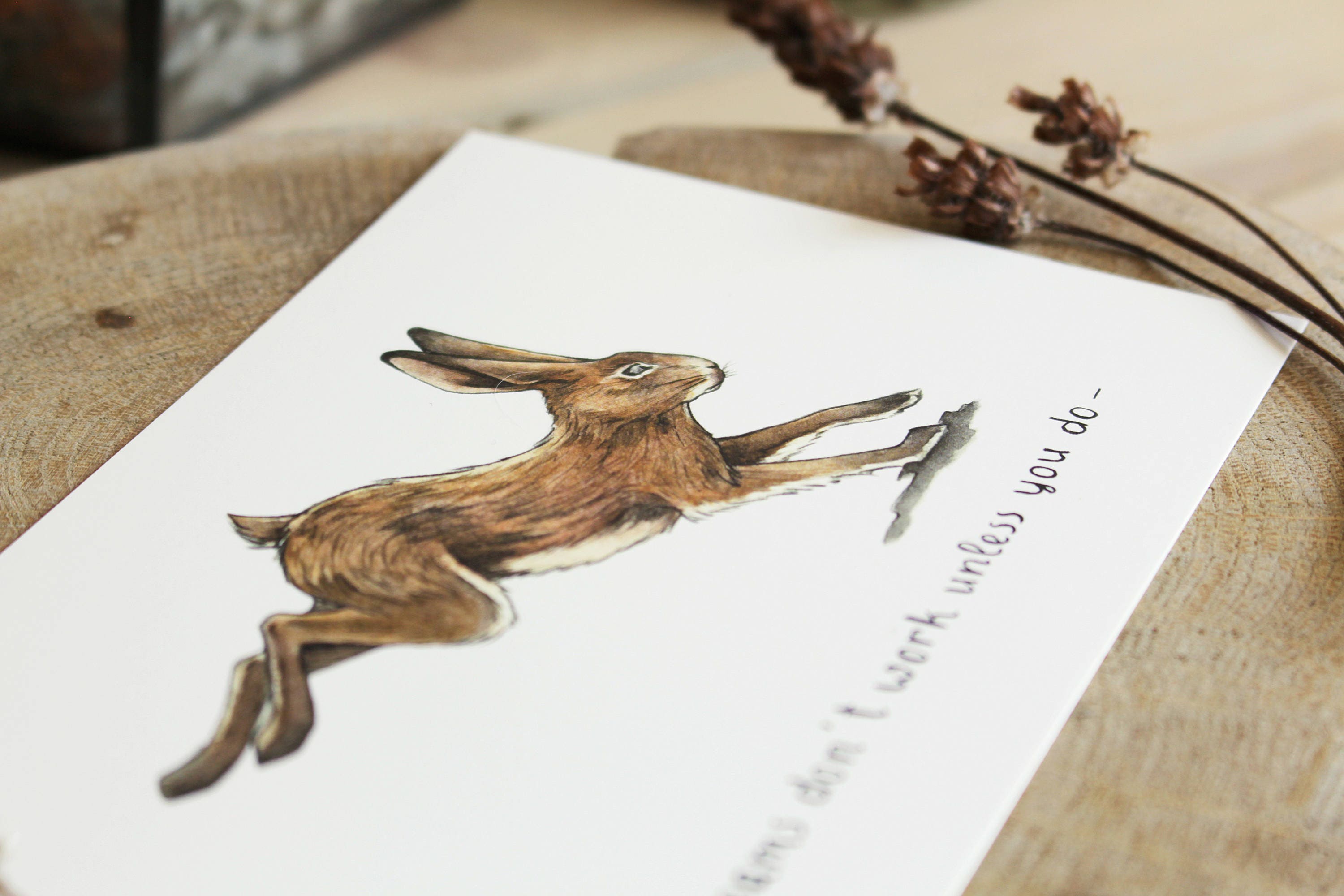 Greeting Card With Running Rabbit Illustration. Motivational ...