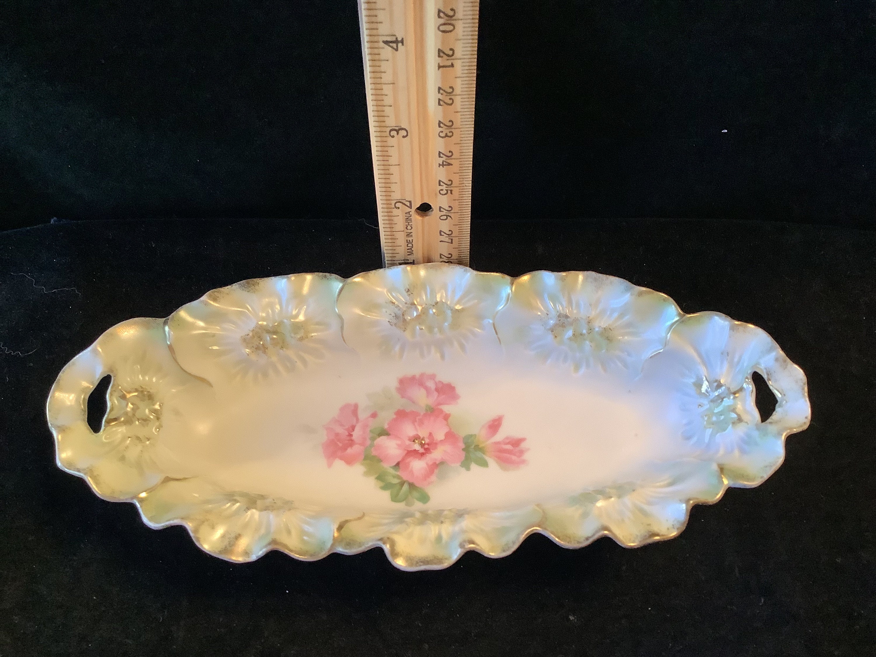 RS Prussia Small Handled Wild Rose Decoration Relish Bowl Sunflower ...