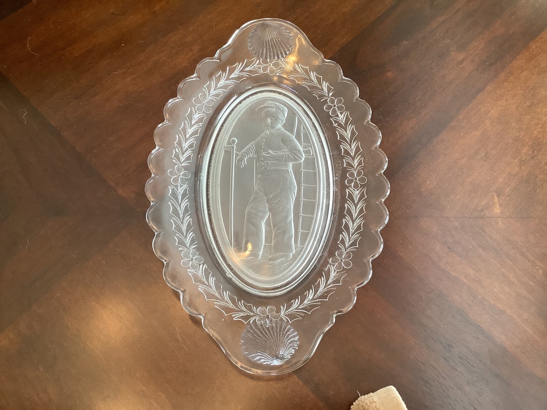 Actress Theatrical Antique Glass Platter HMS Pinafore Operetta EAPG ...