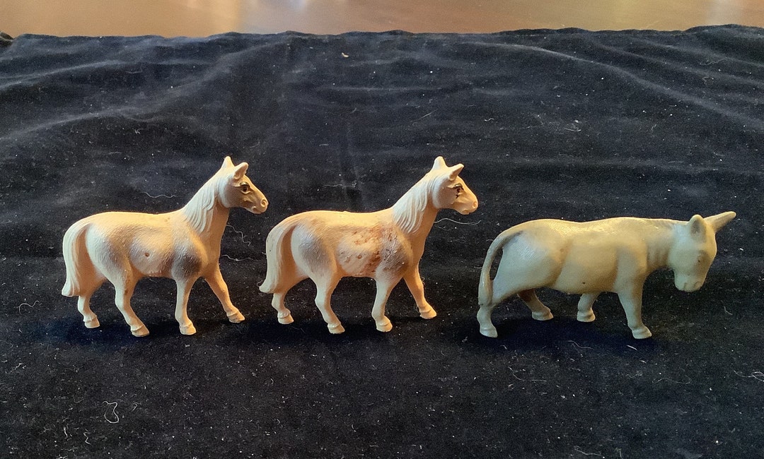 Two Horses and a Donkey Celluloid Pretend Play Toys 1930s Miniatures - Etsy