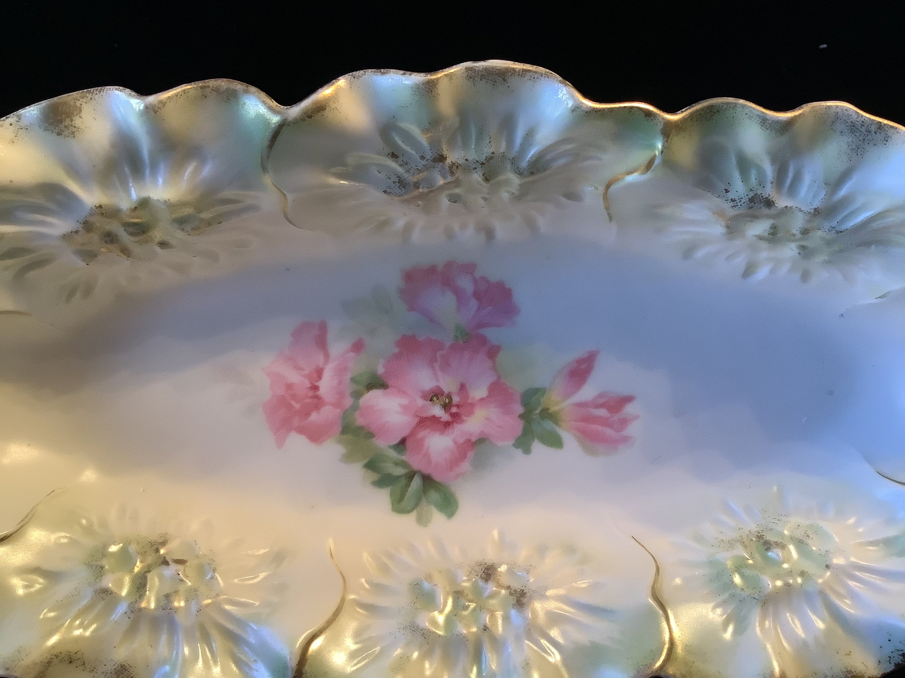RS Prussia Small Handled Wild Rose Decoration Relish Bowl Sunflower ...