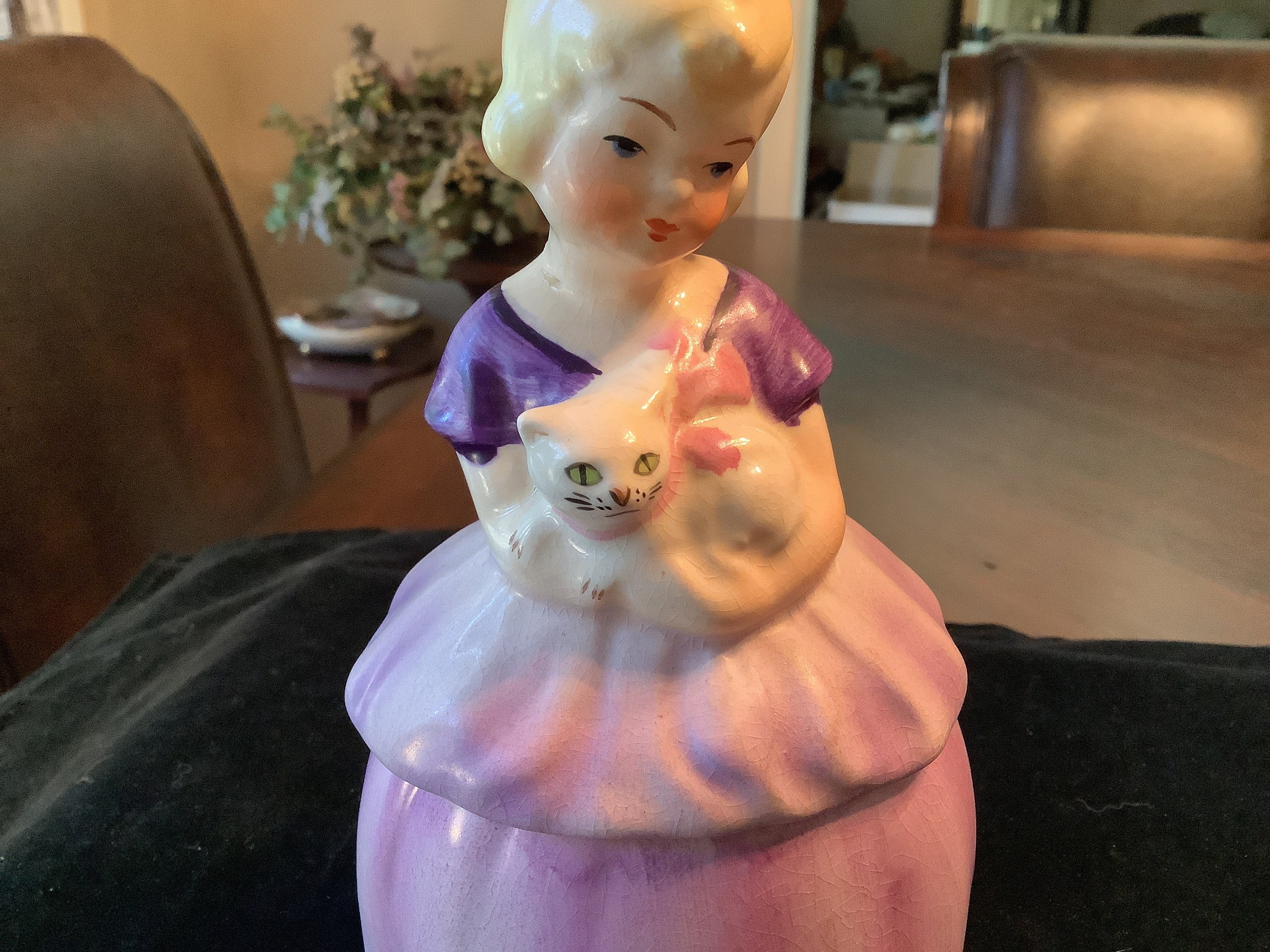 Rare Art Pottery COVENTRY Girl With Cat Dresser Box or Figural - Etsy