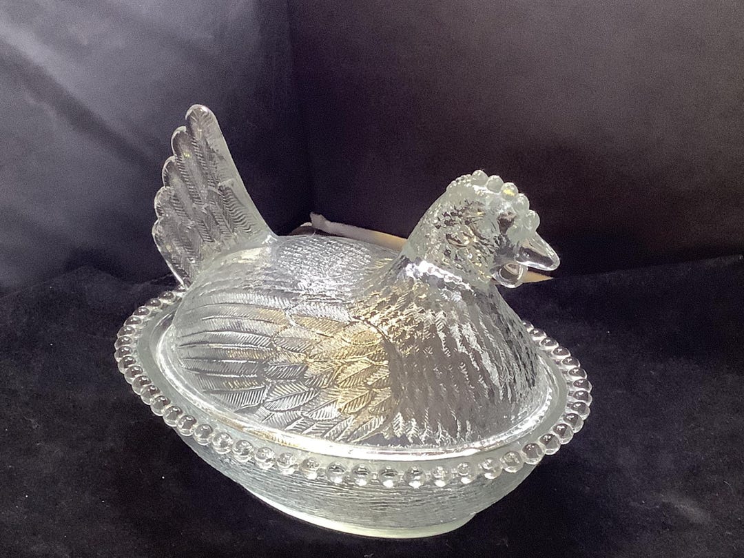 Imperial or Indiana Glass Hen on Nest Covered Box Chicken Dish for ...