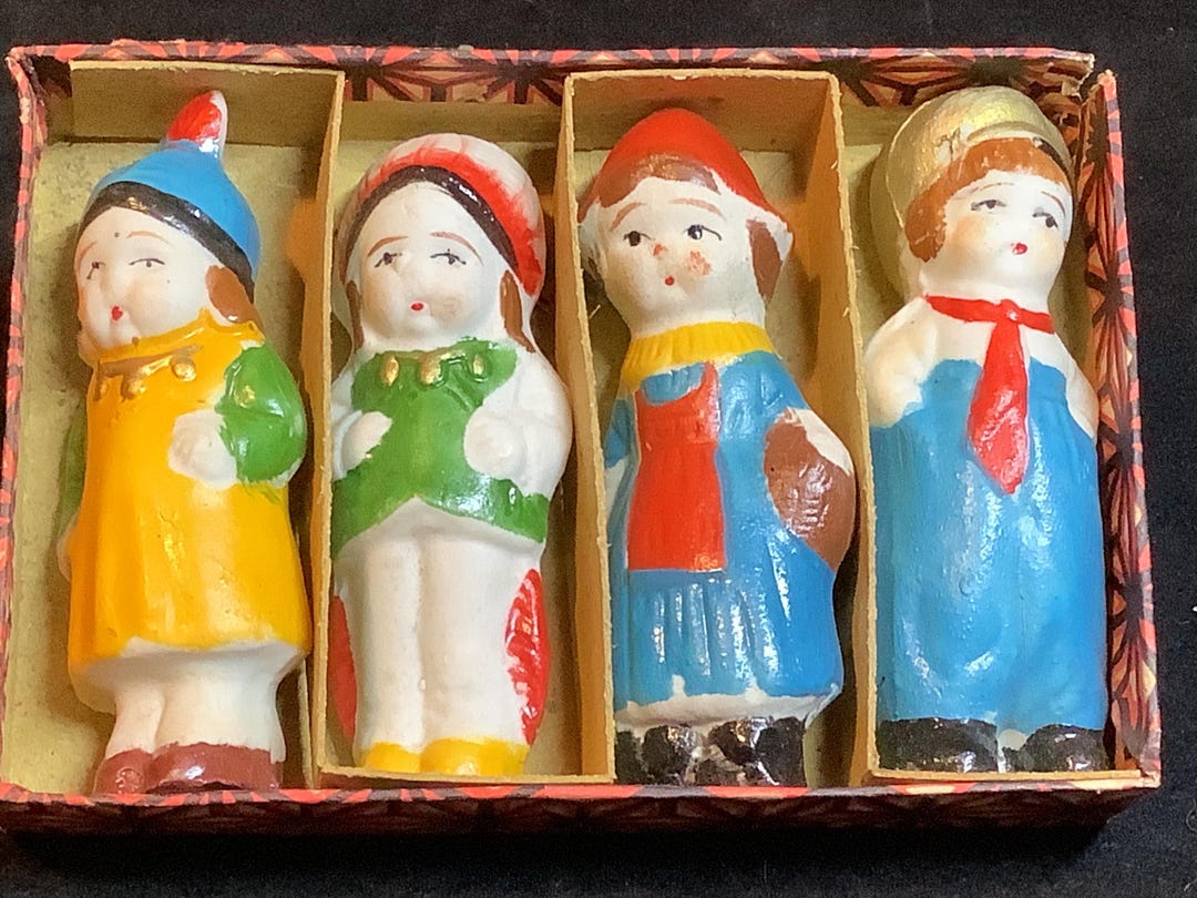 Porcelain Toy 3 Inch Tall Dutch Kids and Indian Children in Original ...
