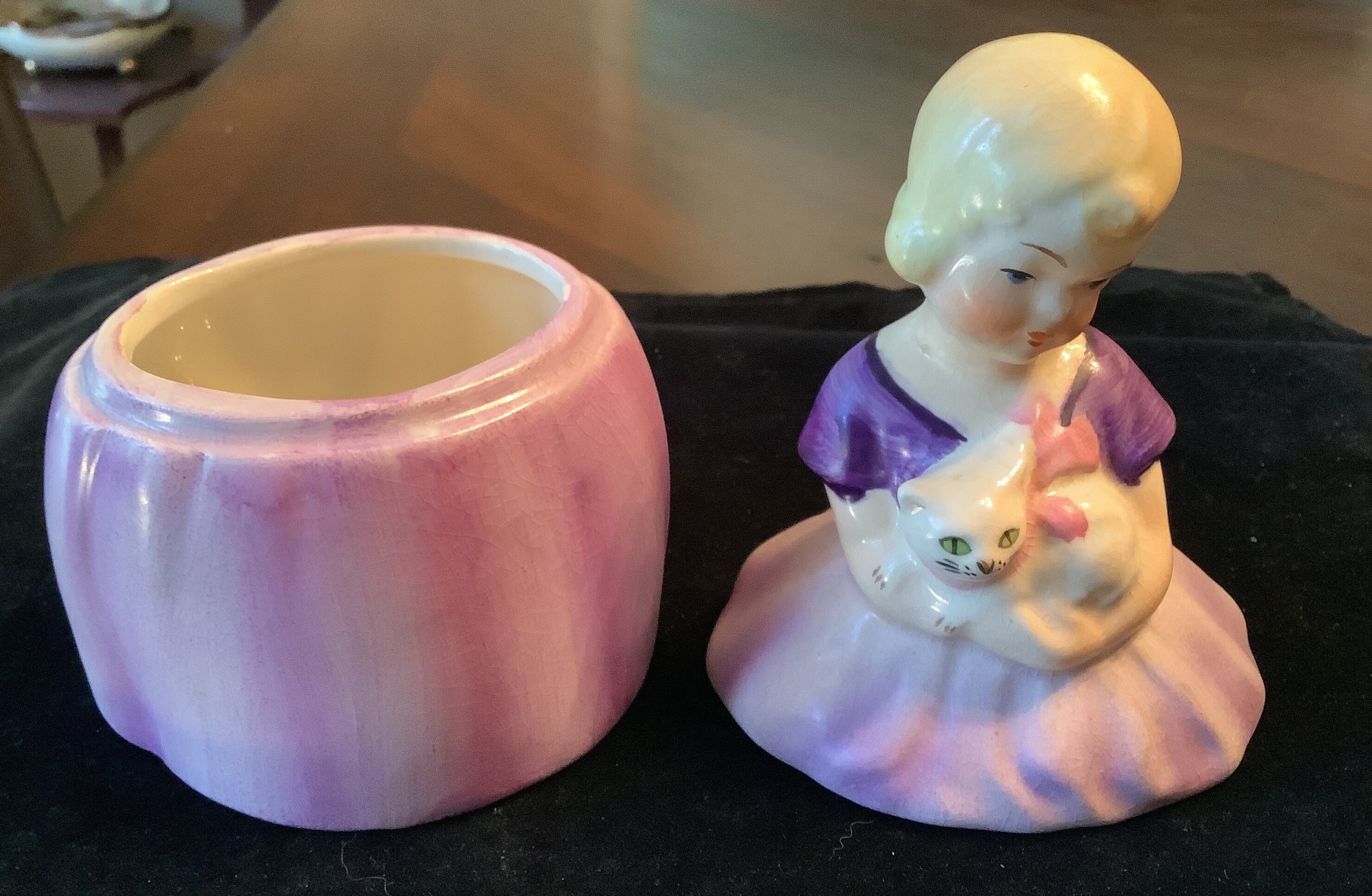 Rare Art Pottery COVENTRY Girl With Cat Dresser Box or Figural - Etsy