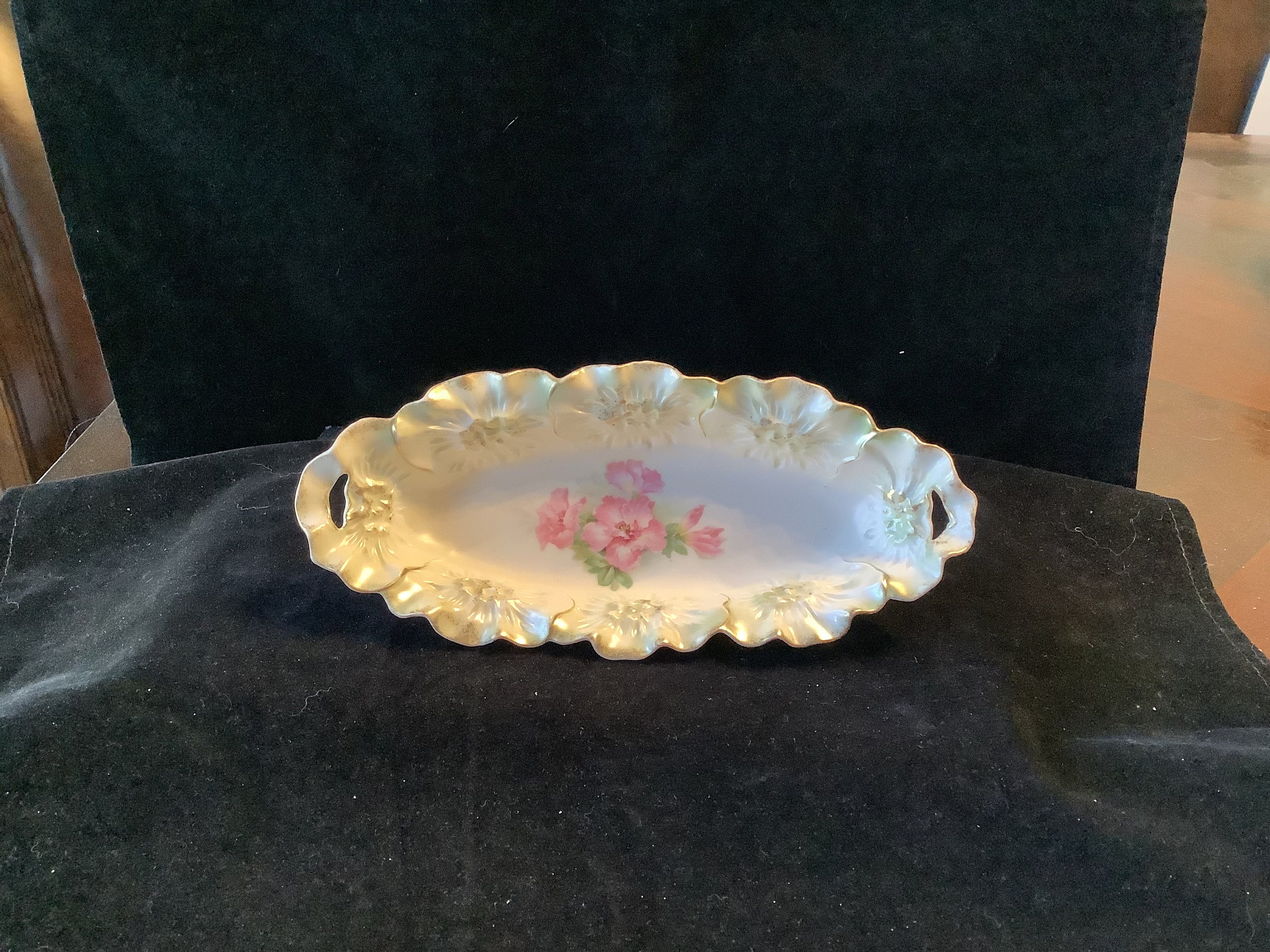 RS Prussia Small Handled Wild Rose Decoration Relish Bowl Sunflower ...