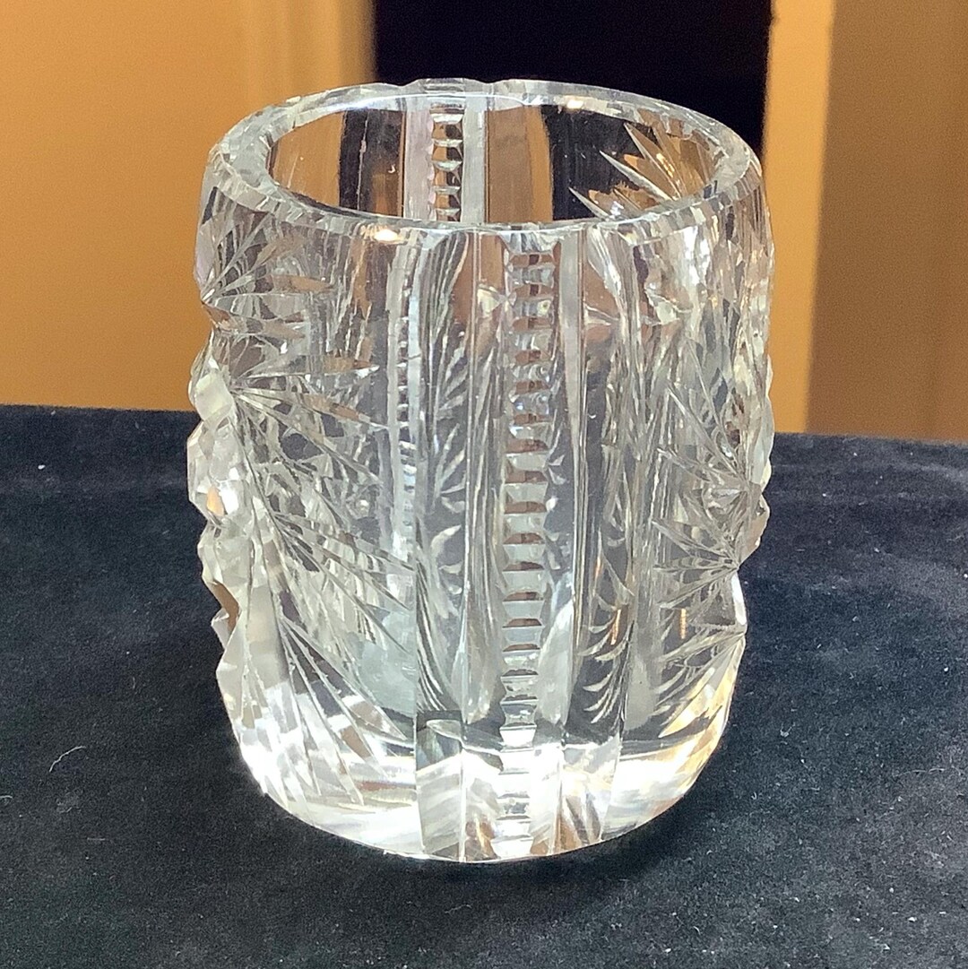 American Brilliant Cut Glass Toothpick Holder With Extra Pressed Glass ...