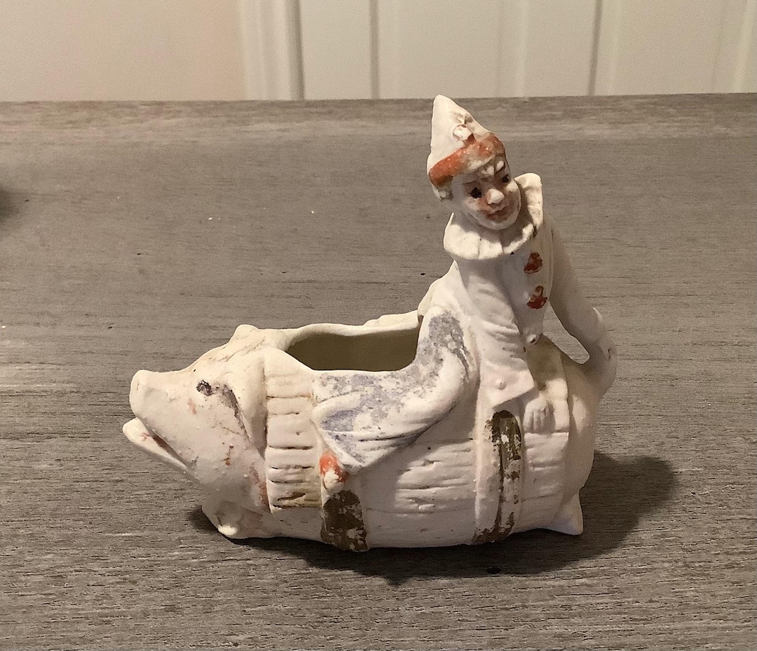 Porcelain German Pig Stuck in Barrel With Rodeo Clown Pulling Its Tail ...