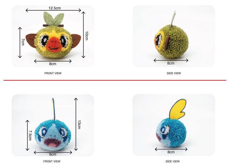 Pompom Pokemon Gen 8 Starters - Scorbunny - Grookey - Sobble - Pokemon ...