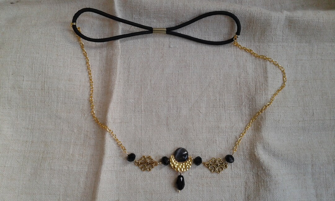 Headband "croissant and Black Cabochon" - Etsy
