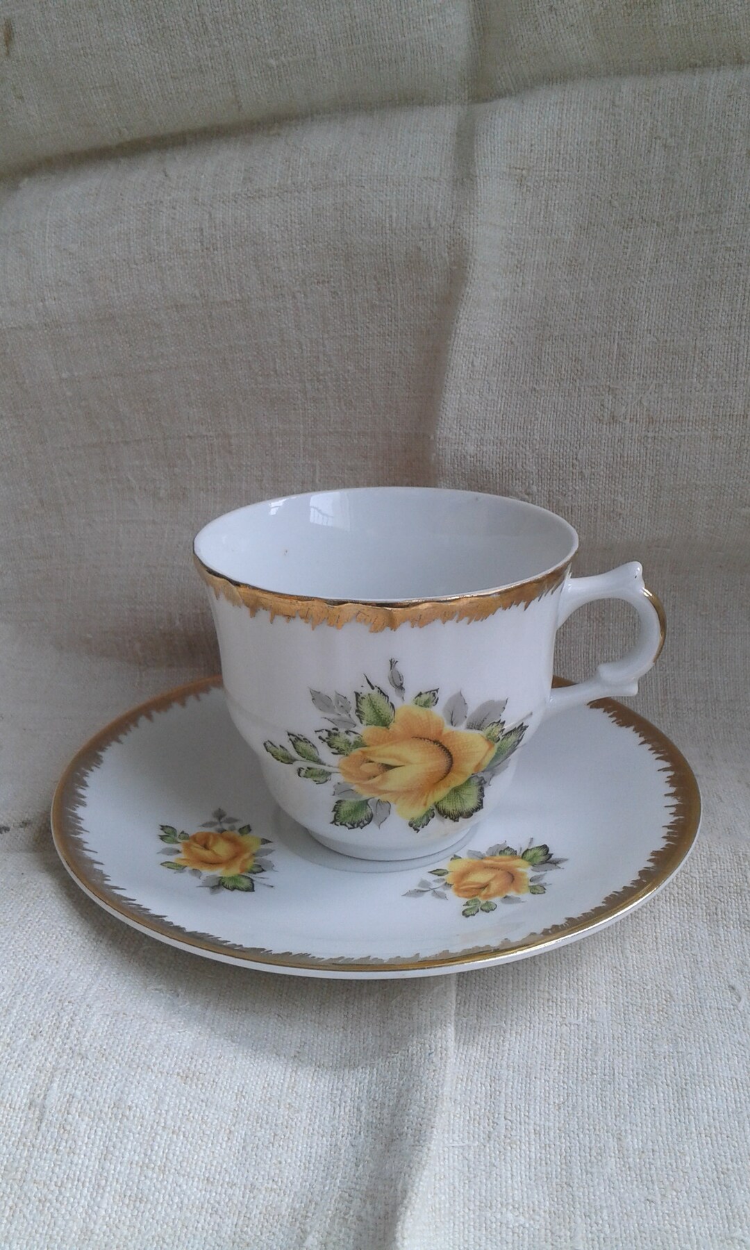 Cup and Saucer, Yellow Pink, in Mitterteich Bavaria Porcelain - Etsy
