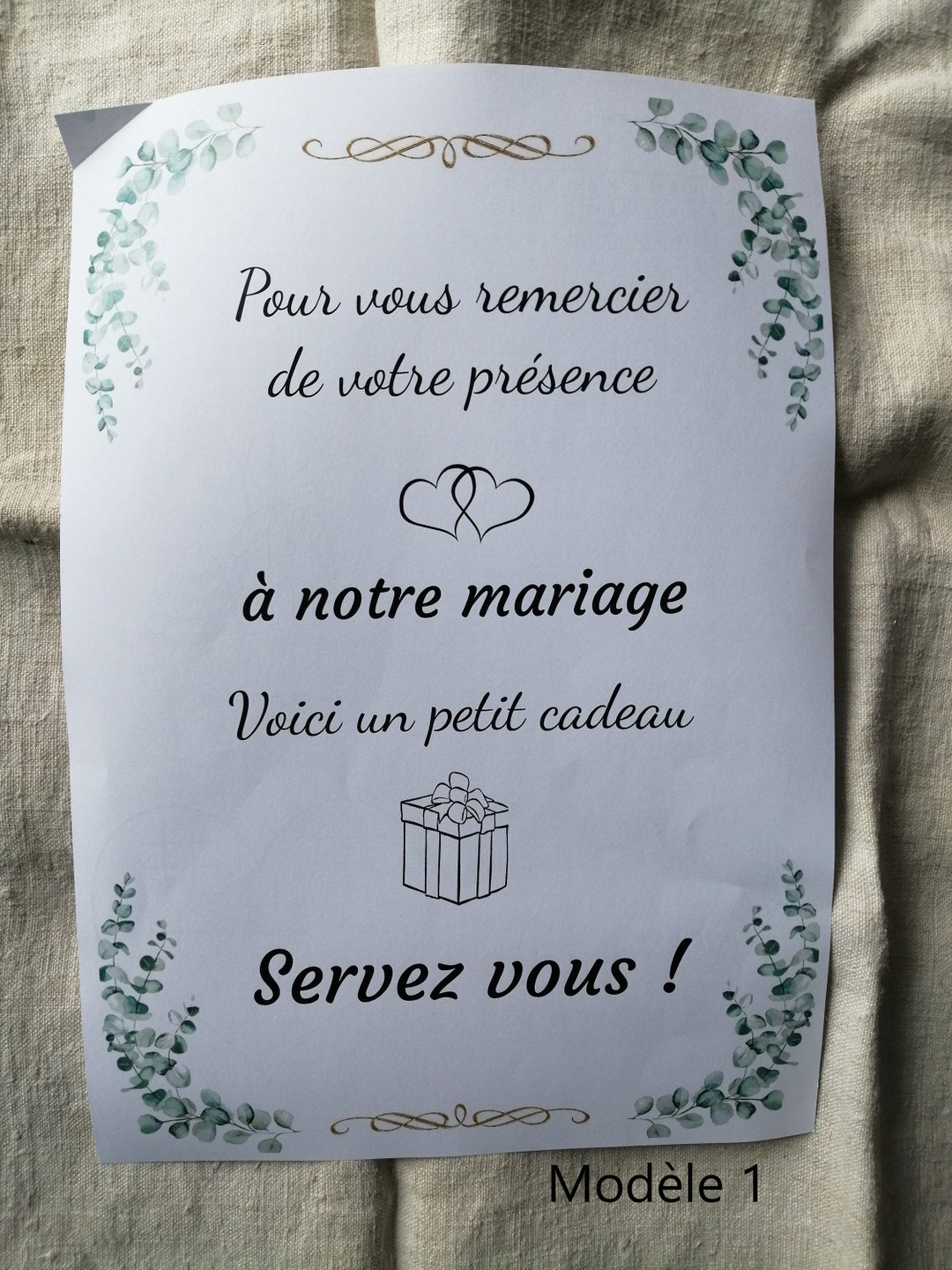 Affiche "servez-vous " pour cadeaux invités, personnalisable, 3 modèles ...