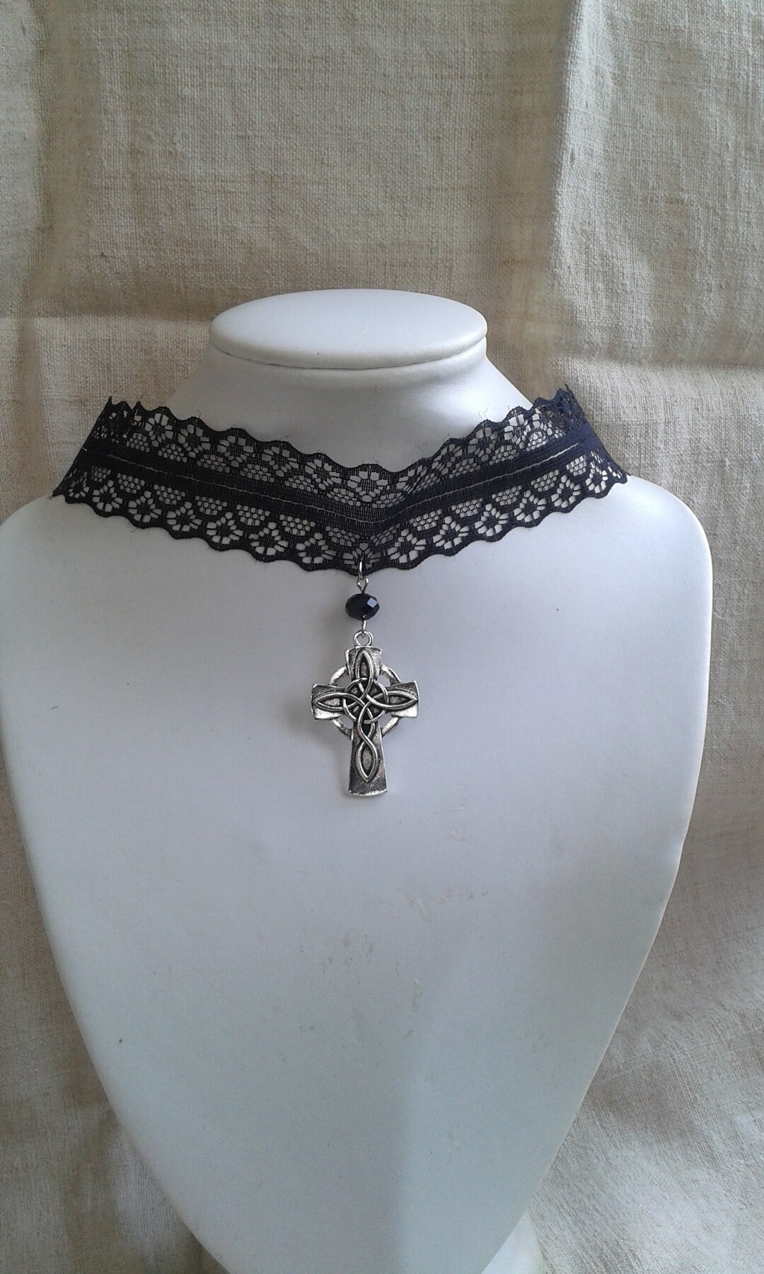 Neck Collar "black Lace and Celtic Knot Cross" - Etsy