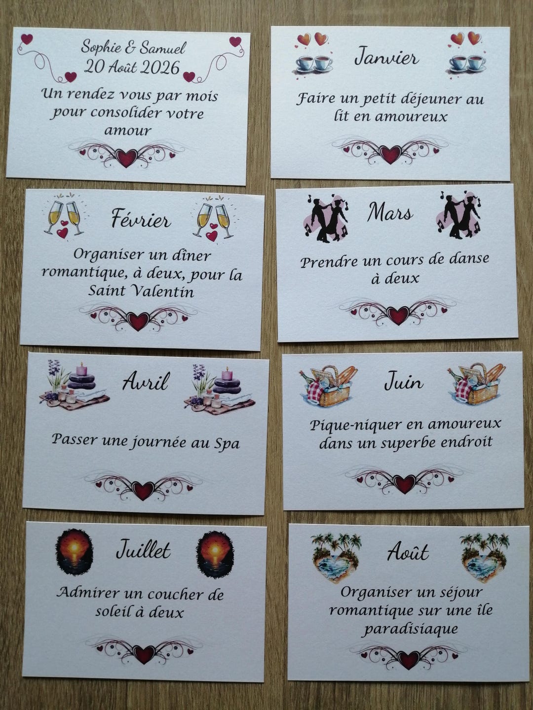 Set of 13 "one Year of Romantic Dates" Cards, Customizable - Etsy UK