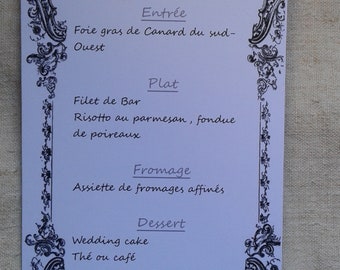Baroque Menu - Etsy