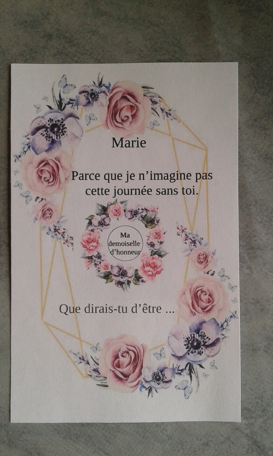 Scratch Card, Pink and Purple Flowers waiter or Bridesmaid Request ...