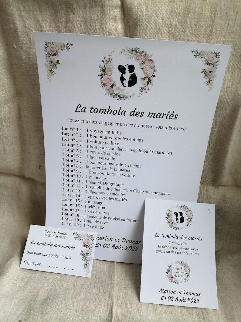 Carte à gratter jeu tombola des mariés - Etsy France