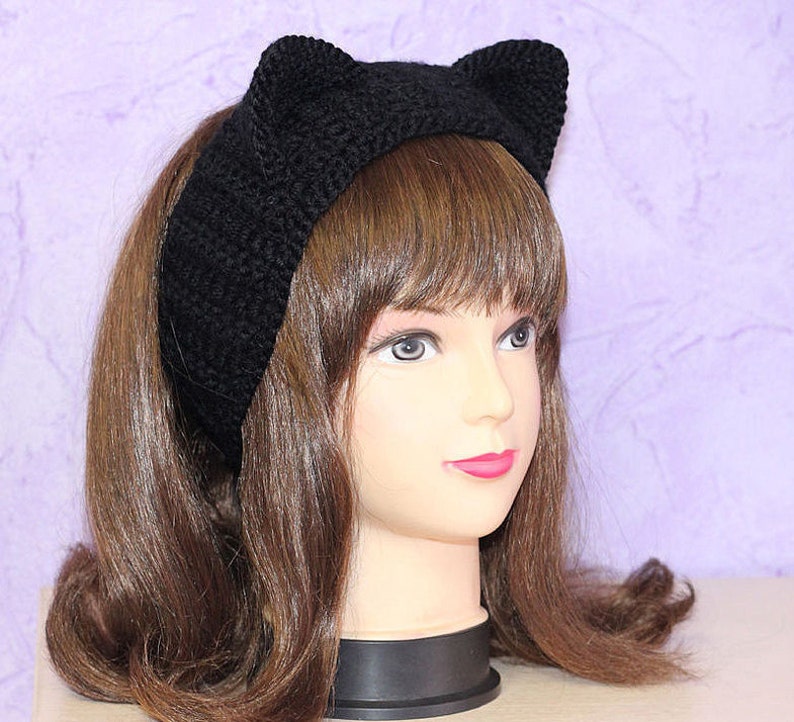 Cat Head Band Cat Ears Headband Crochet Head Band Cat Ears Etsy