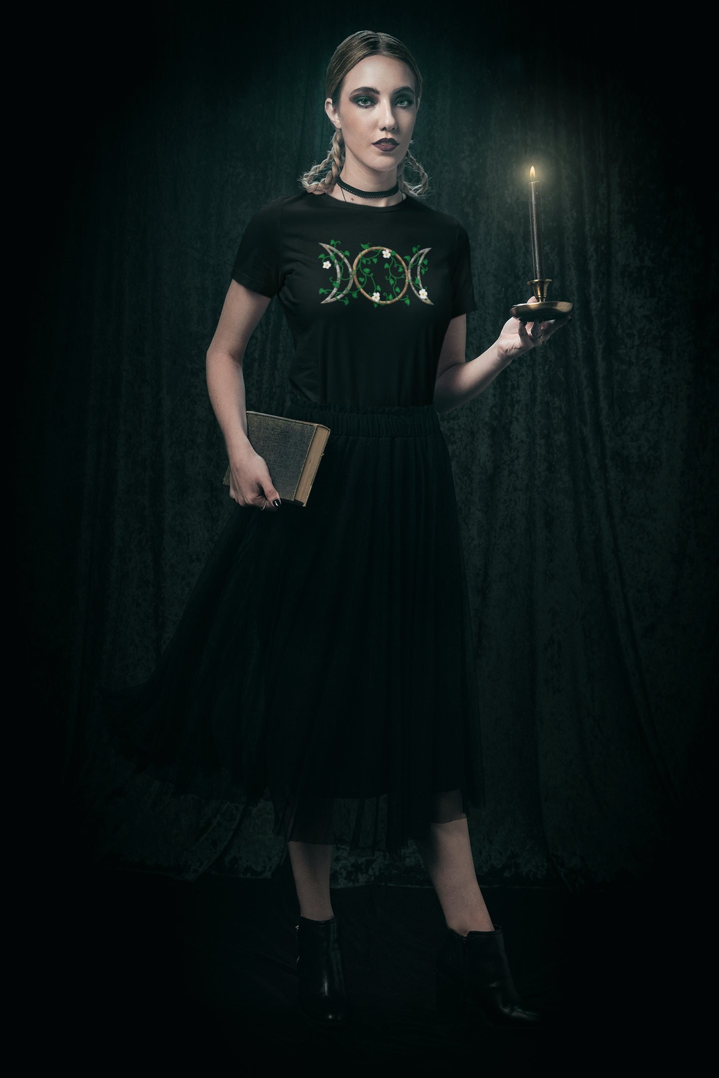 Triple Moon Shirt, Pagan Clothing, Pagan Shirt, Earth Element, Original ...