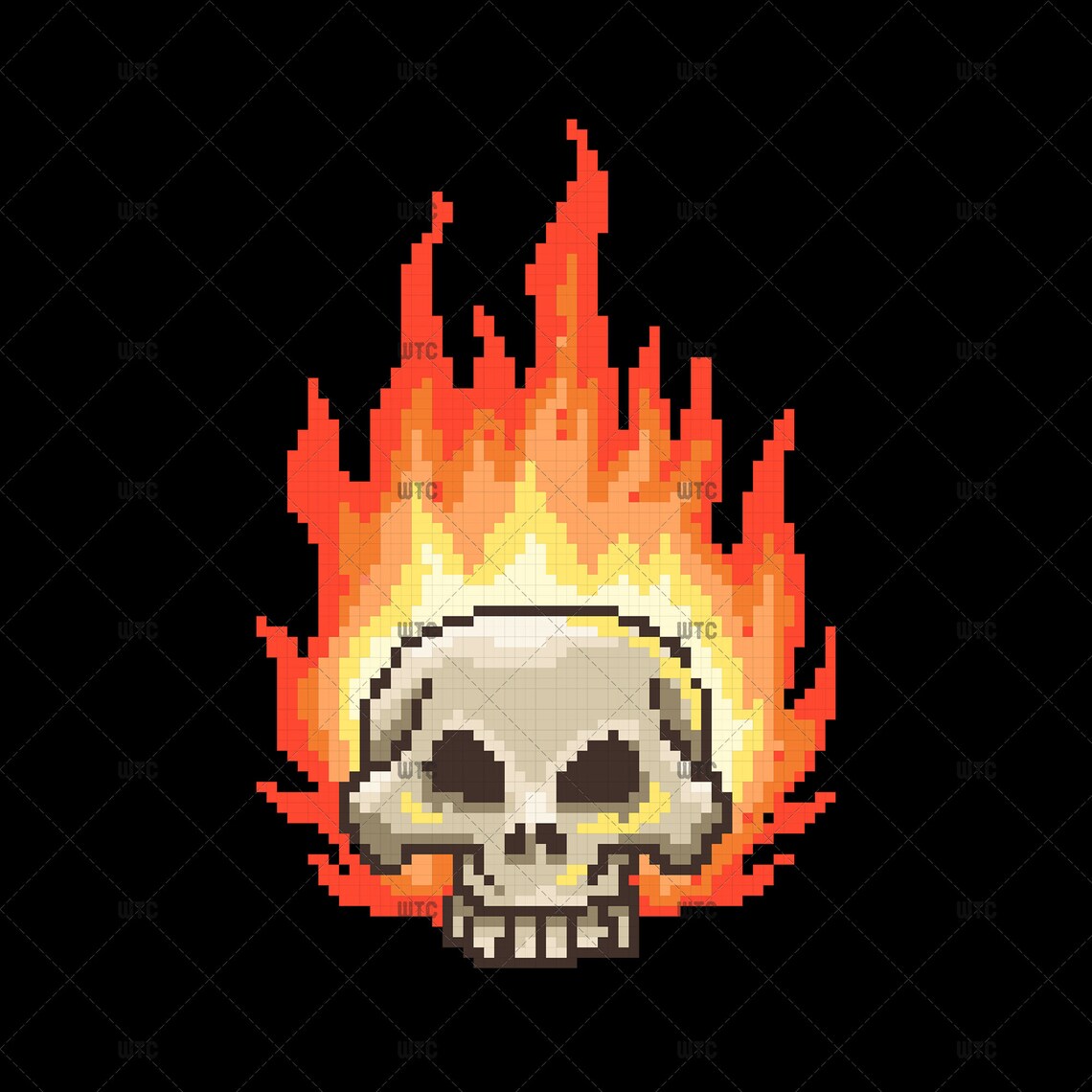 Flaming Skull Pixel Art Short-sleeve Unisex T-shirt - Etsy