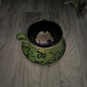 Cappuccino Cup & Saucer, Unique Hand Painted, Snake Design, Coffee ...