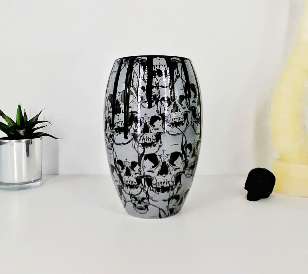 Grey Skulls Vase, Gothic Flowers, Goth Home, Unique Skull Present ...