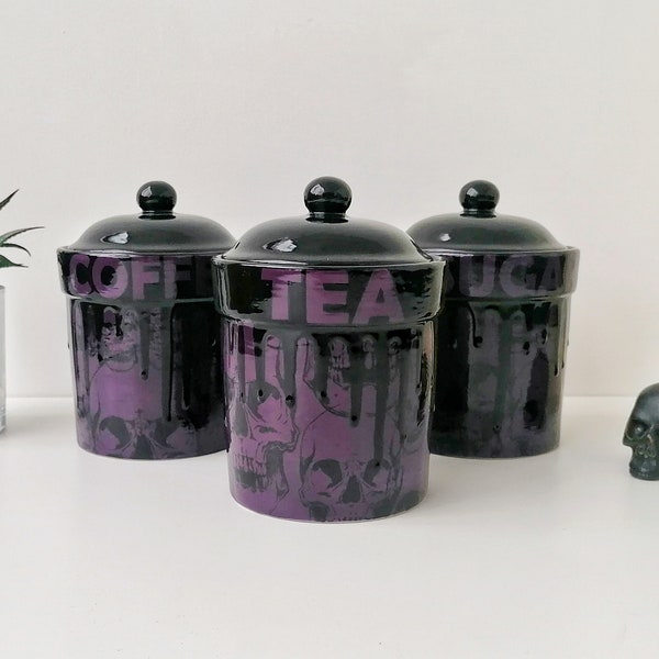 Goth Skull Kitchen Canisters - Etsy