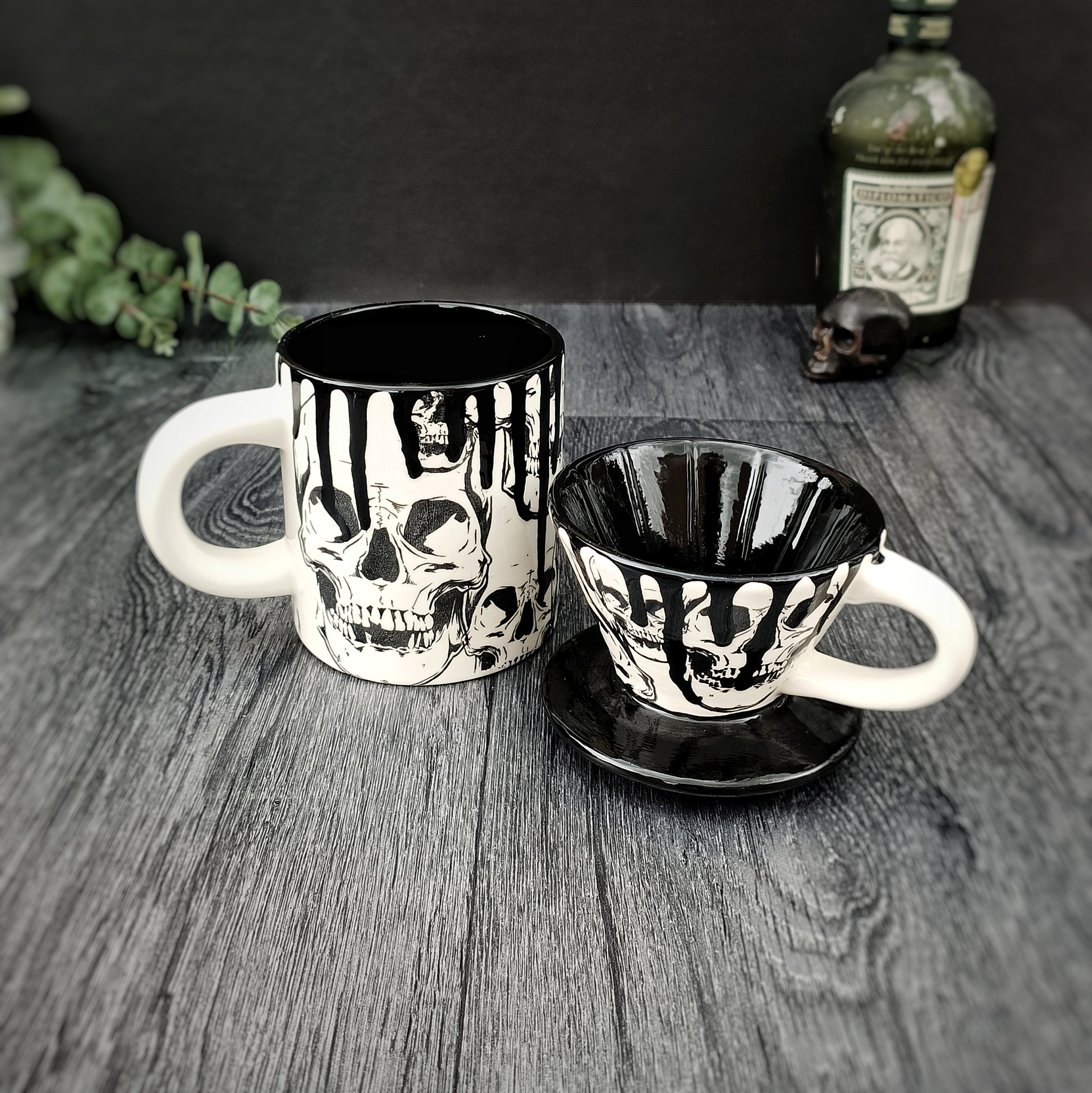 Skull Coffee Set, Pour Over Kit, Goth Gift, Skeleton Mug, Mug Set ...
