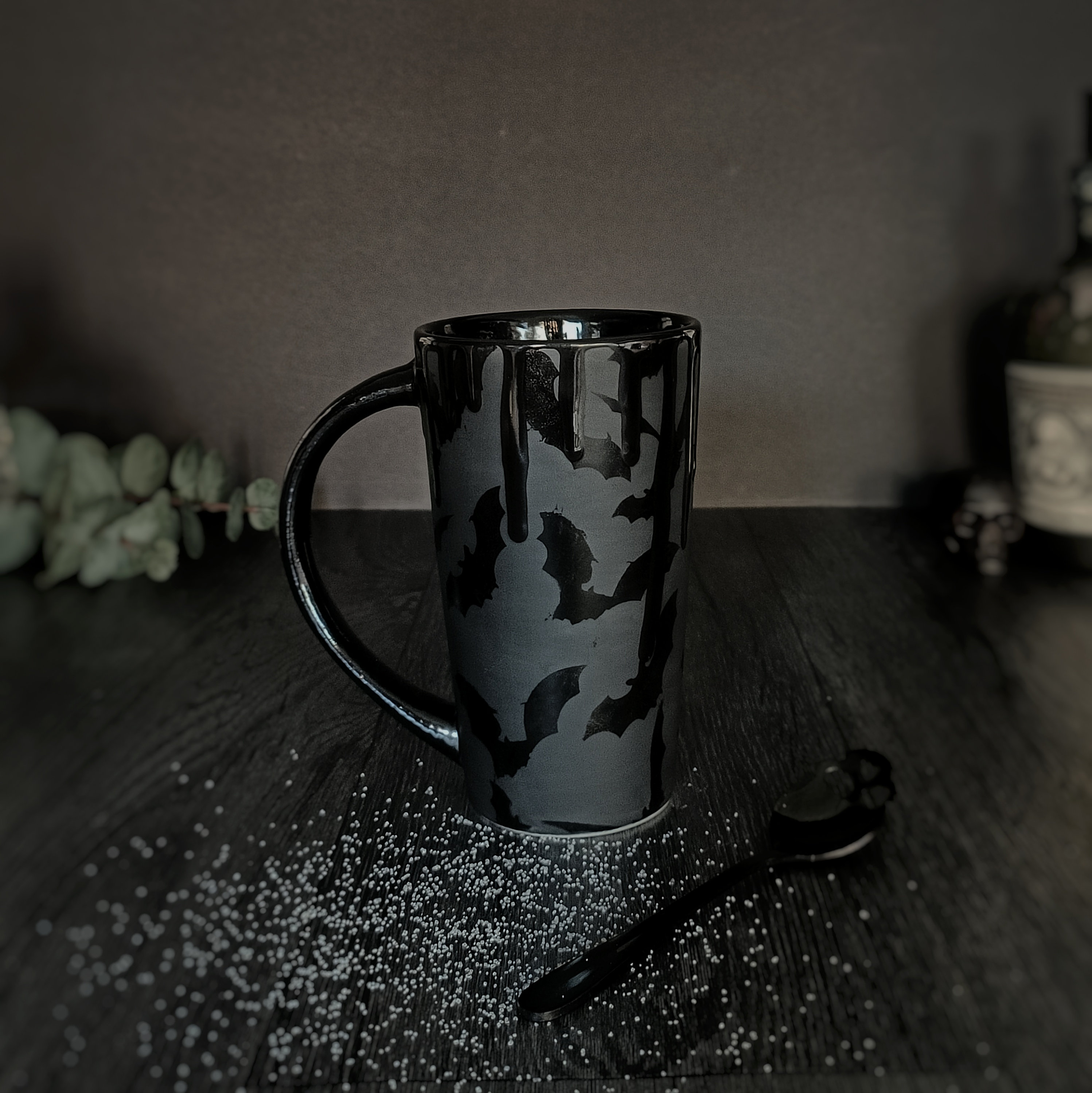 Matte Bat Latte, Gothic Bats Mug, Witches Brew, Goth Cup Mugs, Unique ...