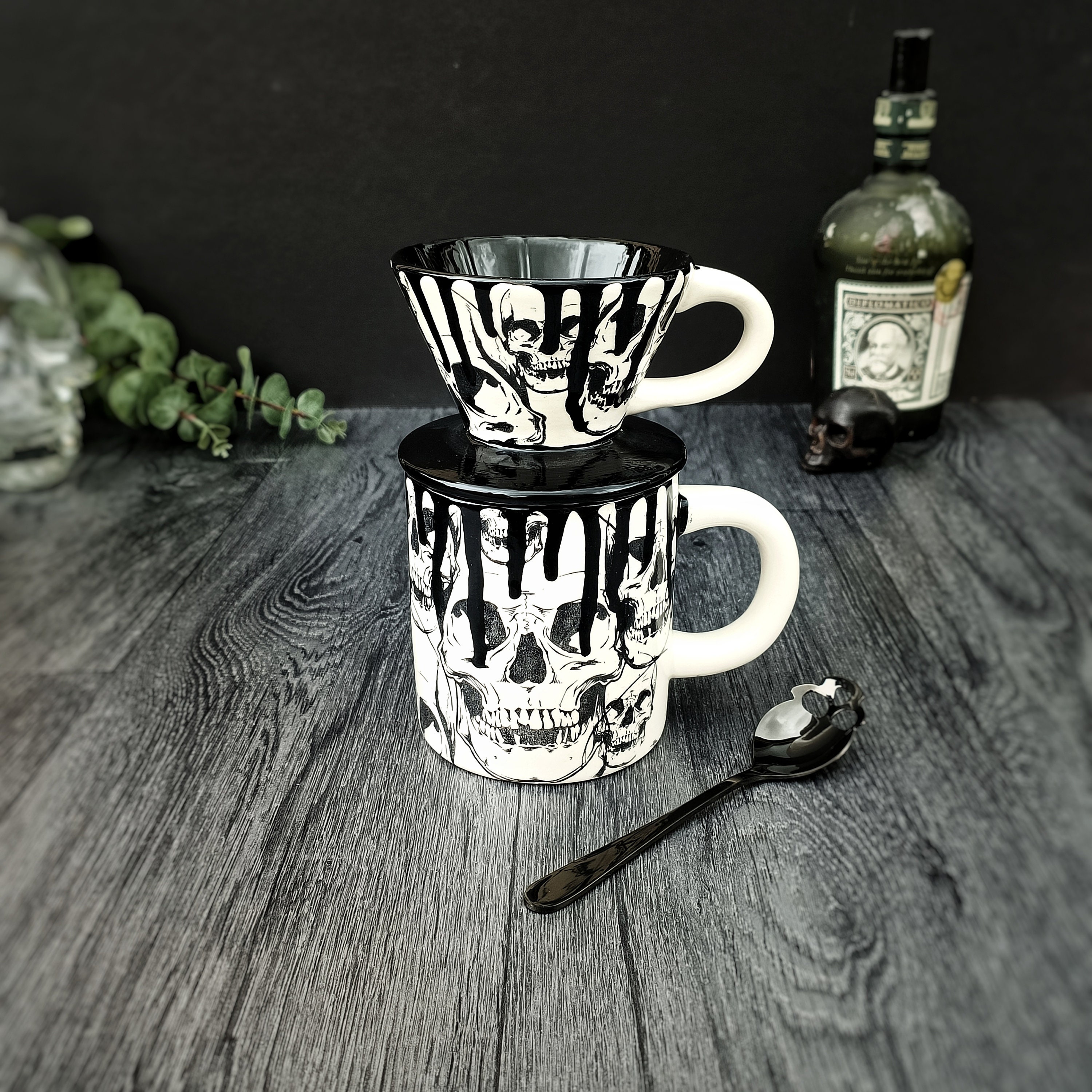 Skull Coffee Set, Pour Over Kit, Goth Gift, Skeleton Mug, Mug Set ...