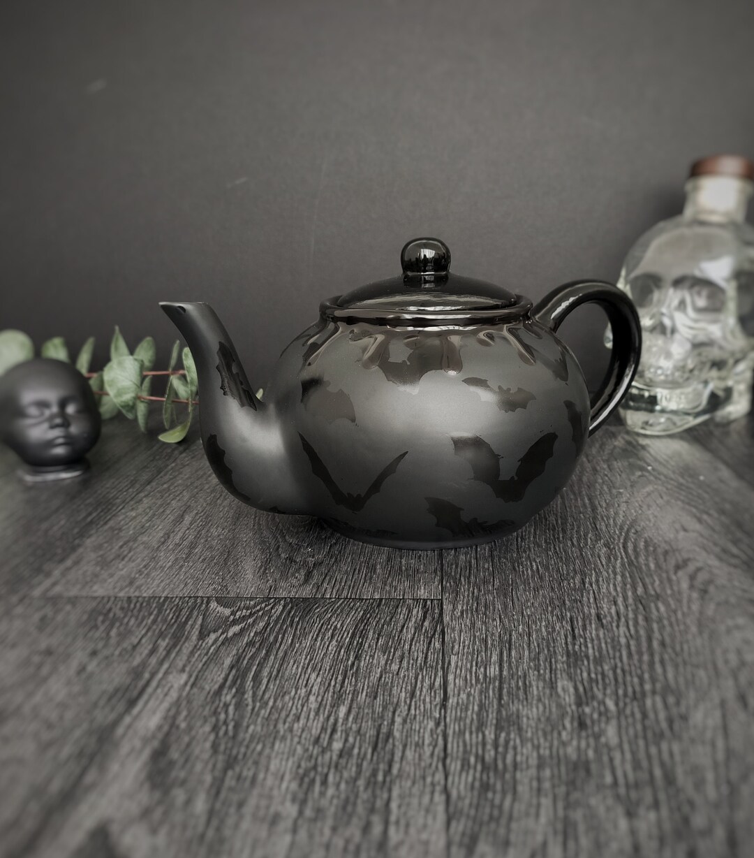 Hand Painted Matte Black Bat Teapot: Gothic Kitchen Decor - Etsy