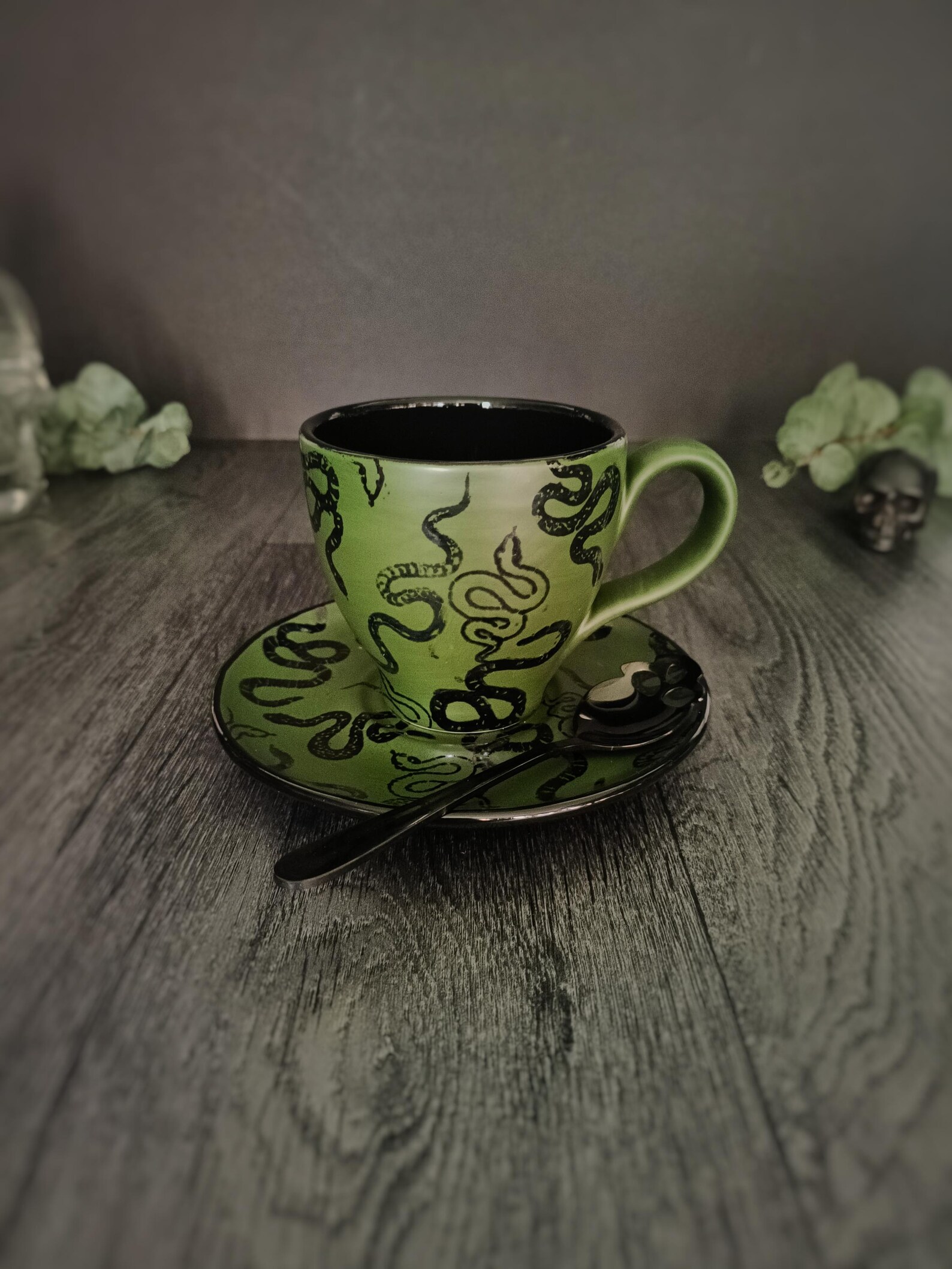 Green Snake Set, Goth Teaset, Matte Witch Sets, Macabre Teapot, Magic ...