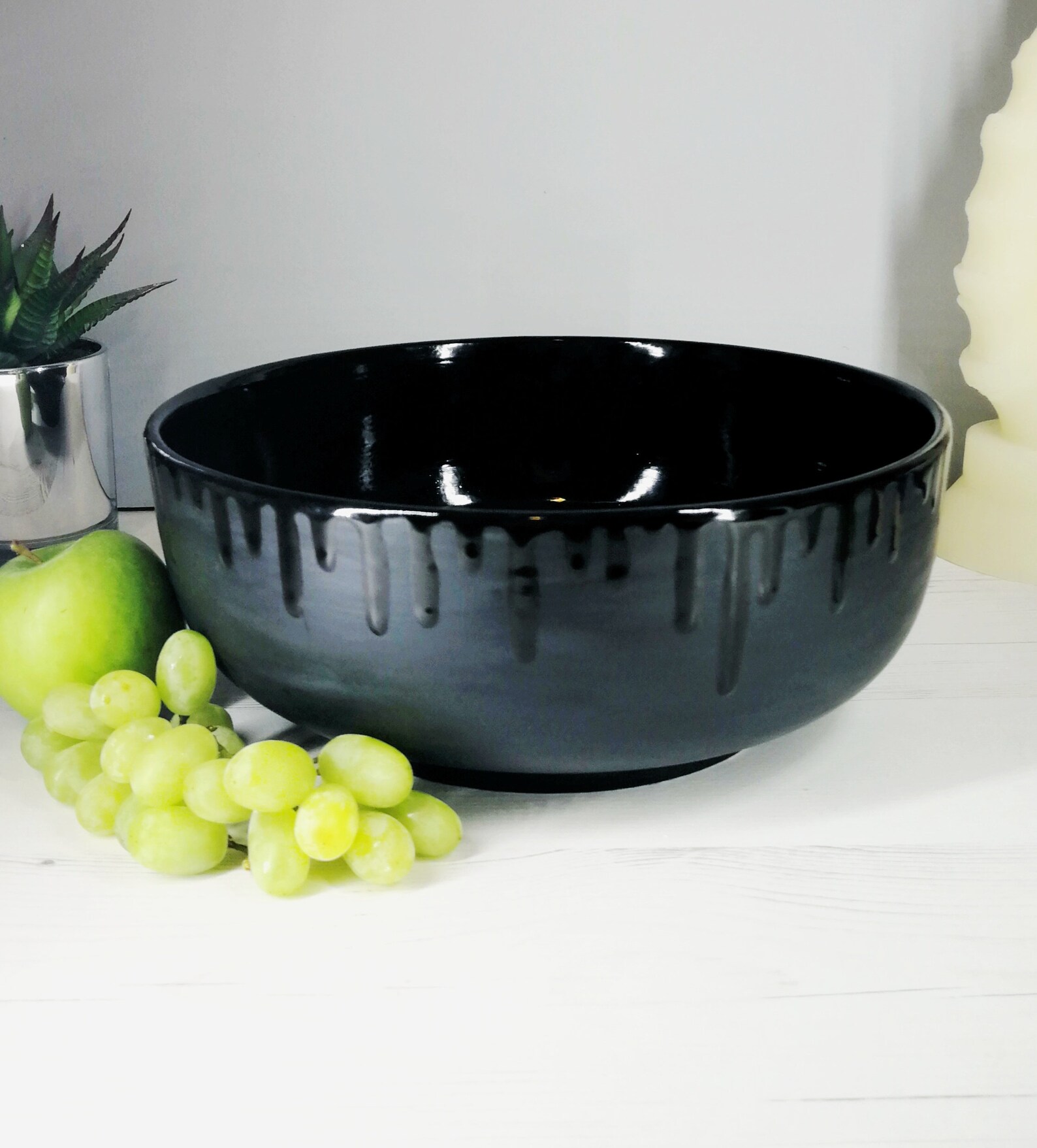 Matte Black Bowl Round Fruit Bowls Satin Salad Dishes Gloss - Etsy