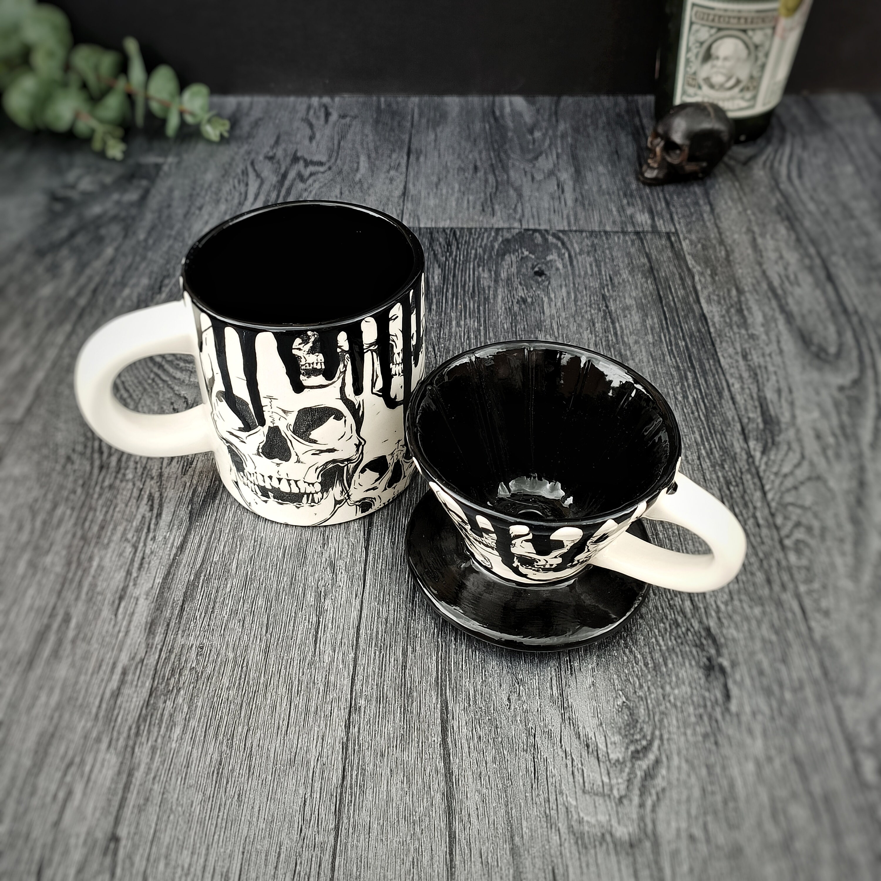 Skull Coffee Set, Pour Over Kit, Goth Gift, Skeleton Mug, Mug Set ...