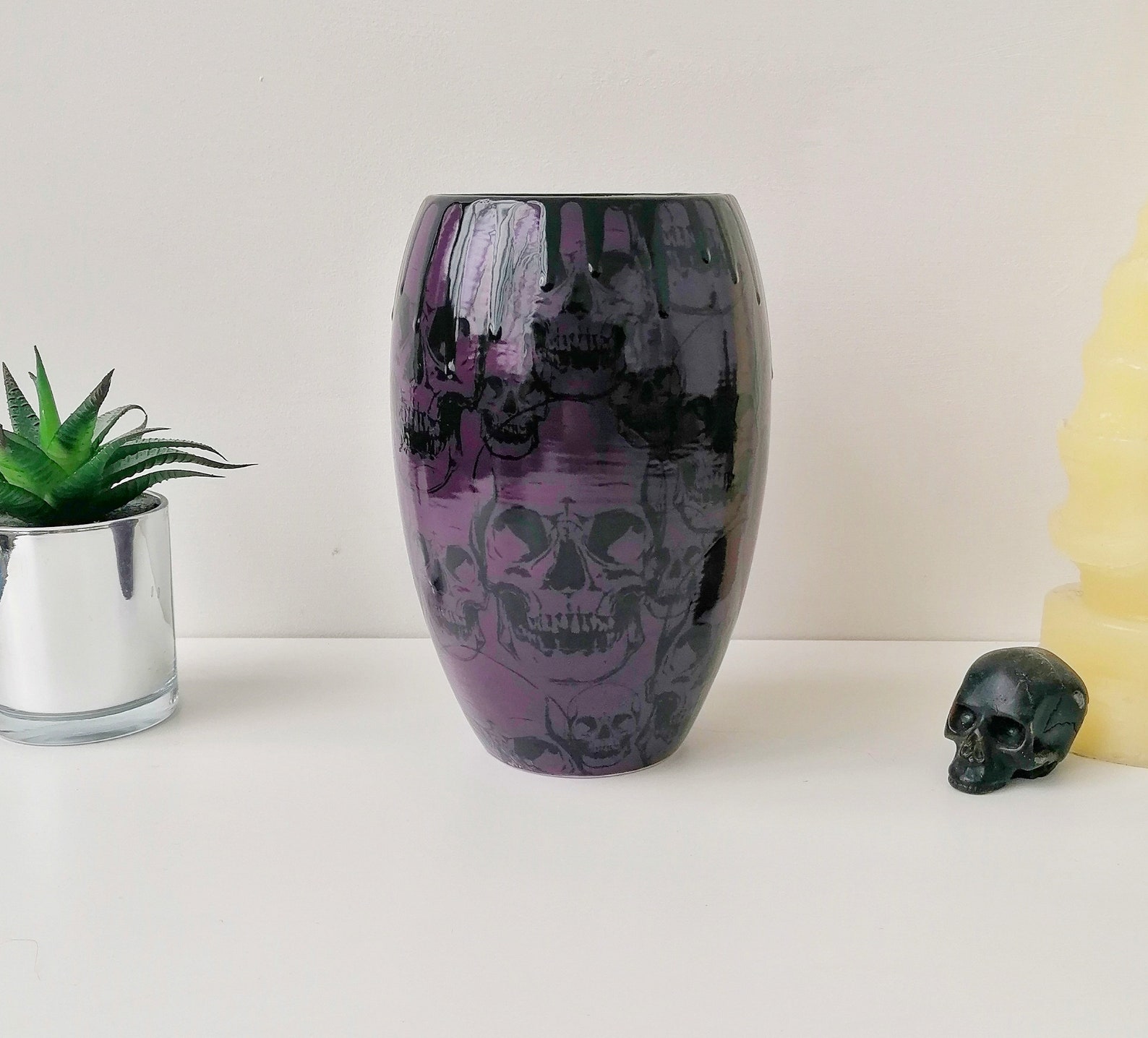 Purple Skulls Vase Gothic Flowers Goth Home Unique Skull | Etsy