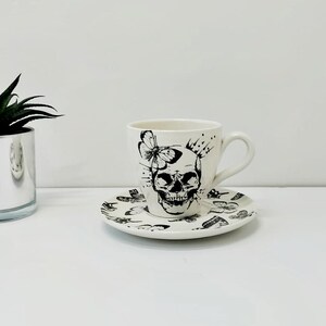 Gothic Tea Set, Skull and Butterfly, Ceramic Teaset, Goth Cup Saucer ...