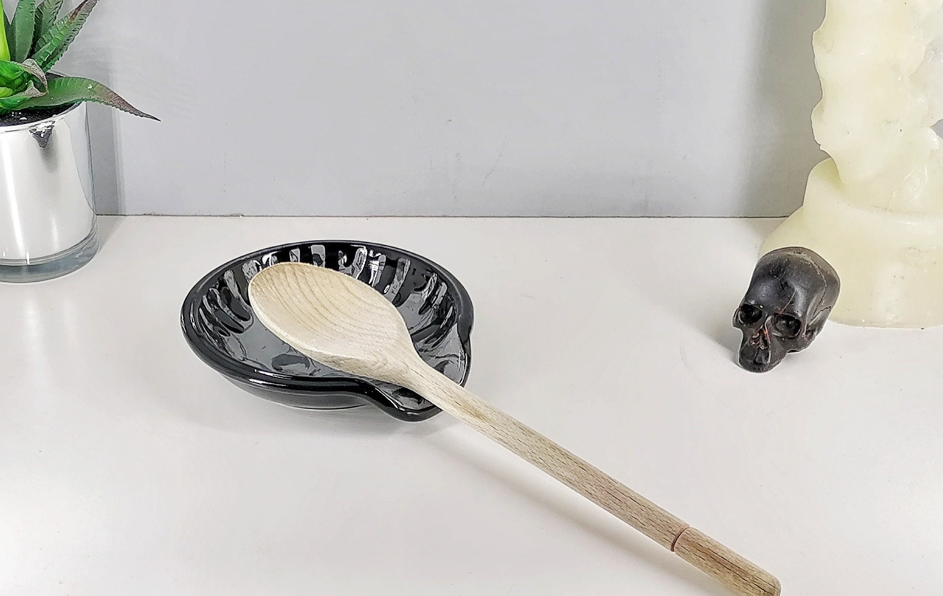 Gothic Spoon Rest Skull Skulls Grey Goth Kitchen Utensil - Etsy