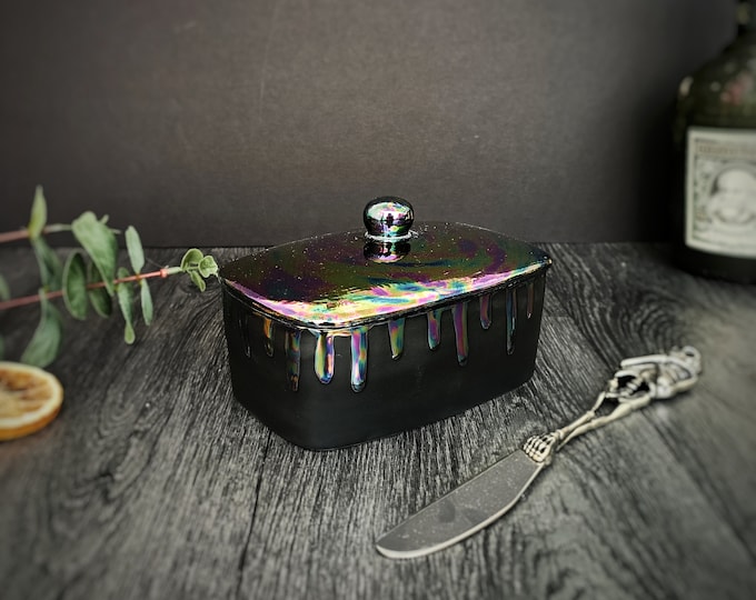 Oil Slick Butter Bowl, Petrol Effect Butter Dish, Iridescent Homeware ...