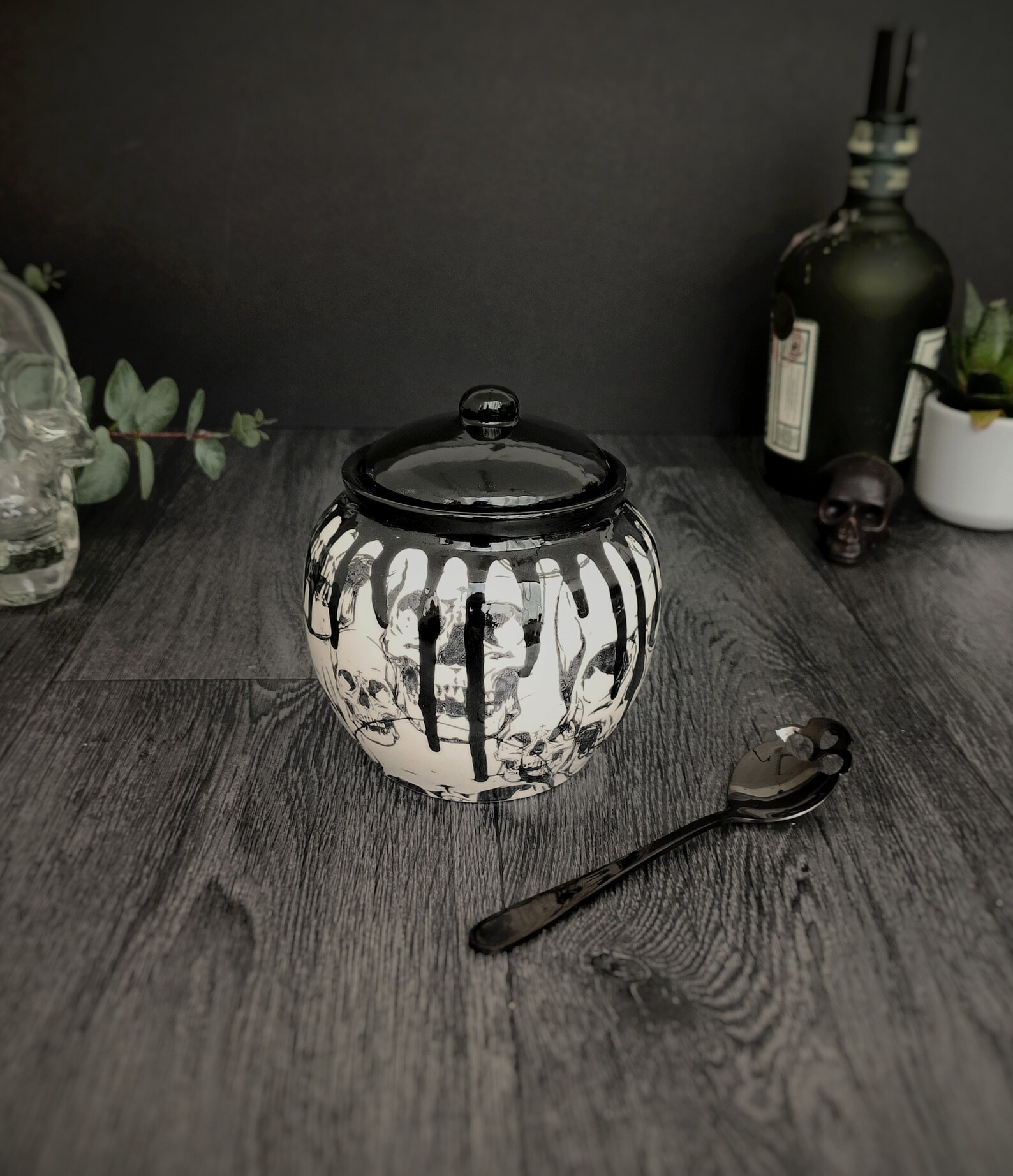 Skull Sugar Pot, Sweetener Storage, Large Skulls Bowl, Gothic Kitchen ...