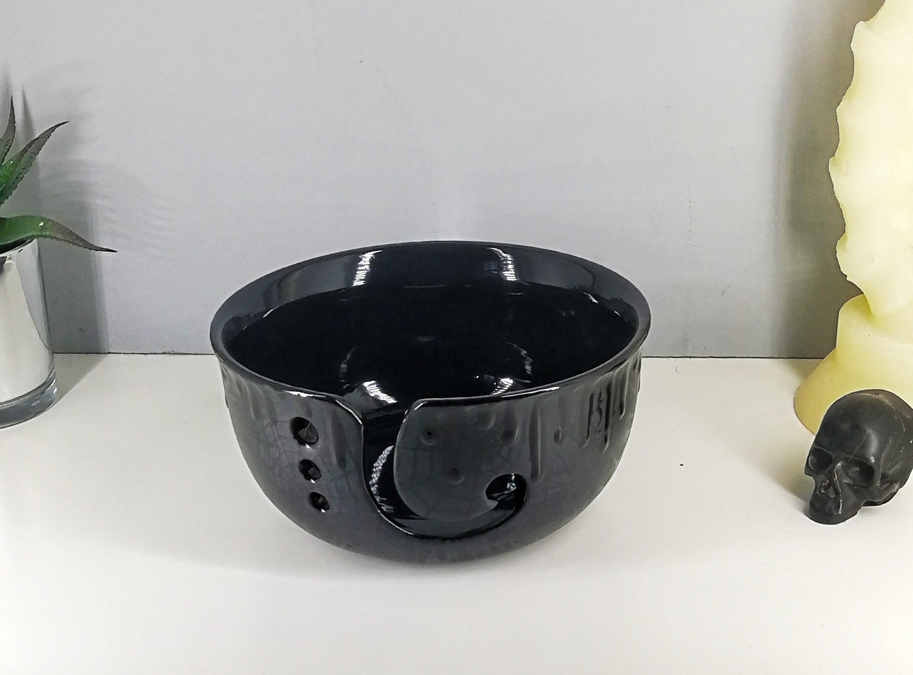 Web Yarn Bowl Macabre Wool Bowls Gothic Knitting Black | Etsy