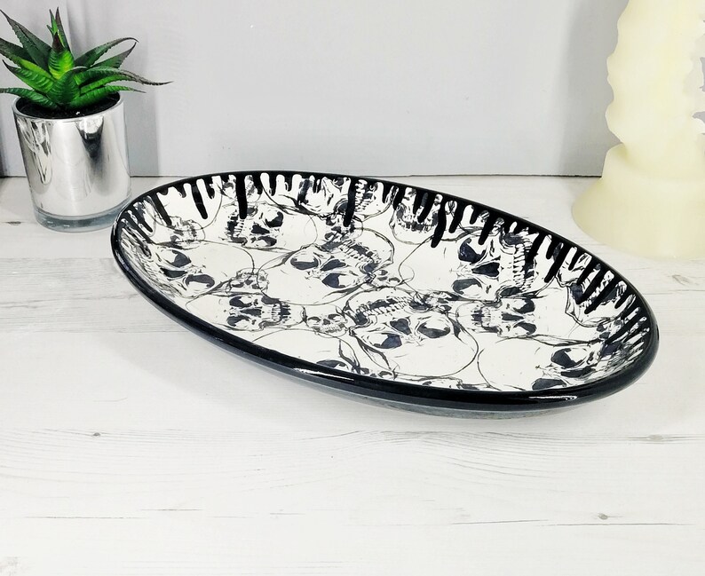 Skull Emo Platter Ceramic Oval Plate Gothic Serving Dish - Etsy