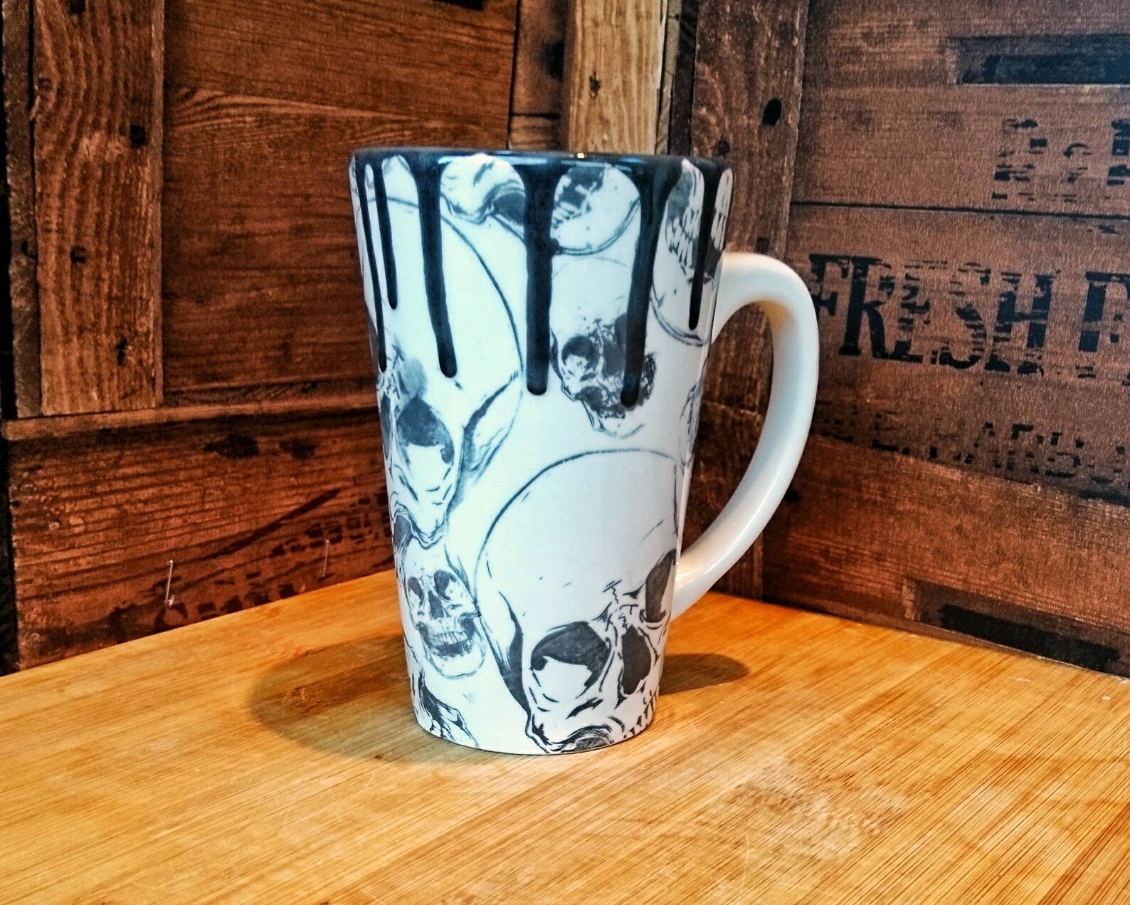 Skull Latte Mug Goth Mug Skulls Drip Design Gothic Design | Etsy UK